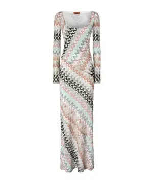 Missoni Long Zigzag Knitted Dress - Gray