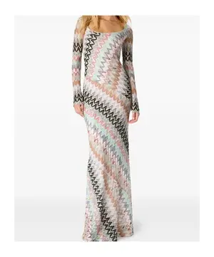 Missoni Long Zigzag Knitted Dress - Gray