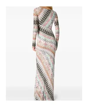 Missoni Long Zigzag Knitted Dress - Gray