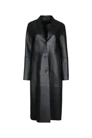 TOTEME Single-breasted Leather Coat - Black