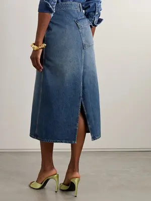 Victoria Beckham Asymmetric Utility Denim Skirt