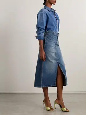 Victoria Beckham Asymmetric Utility Denim Skirt