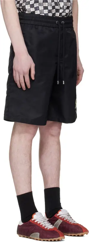 Amiri Drawstring Shorts With English Lettering - Black