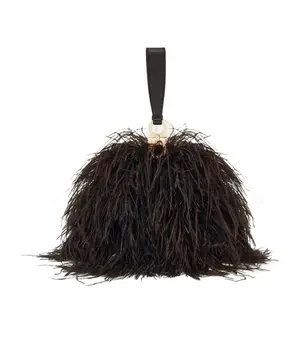 FERRAGAMO Ostrich Feather Clutch - Testa Di Moro