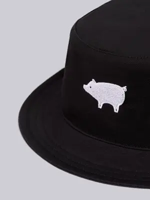 Thom Browne Icon Embroidered Bucket Hat - Black