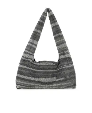 Kara Embellished Mesh Tote Bag - Black