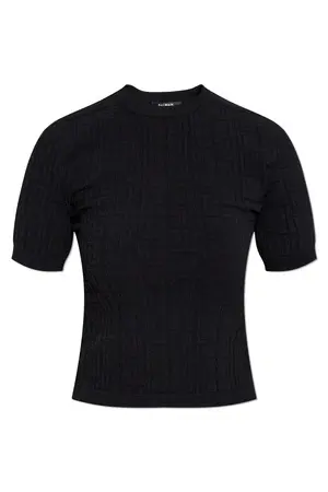 Balmain Emblem Patterned Cropped Top