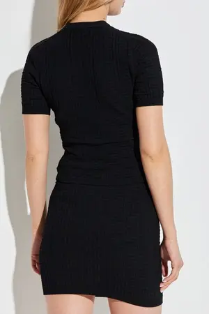 Balmain Emblem Patterned Cropped Top
