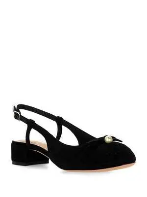Dior Ballet Slingback Pumps With Bow Detailing - Black