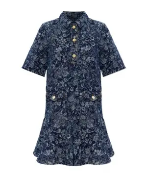 GANNI Denim Tapestry Dress - Blue