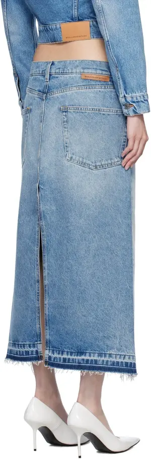 Stella McCartney Contrast Panel Denim Midi Skirt