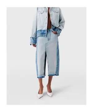 Stella McCartney Contrast Panel Denim Midi Skirt