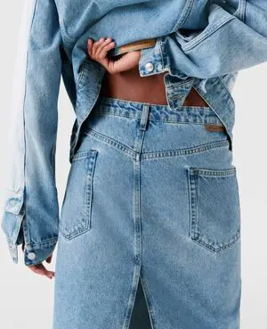 Stella McCartney Contrast Panel Denim Midi Skirt