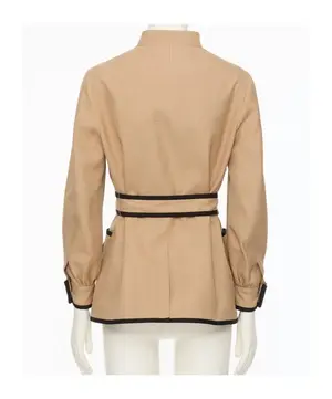 Valentino Garavani Belted Button-up Jacket With High Collar - Nude