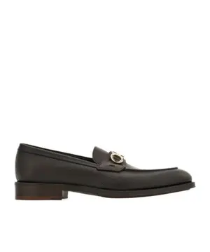 FERRAGAMO Gancini Ornament Moc Toe Loafers - Dark Brown