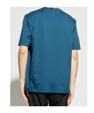 Versace Logo Embroidered Crewneck T-shirt - Blue