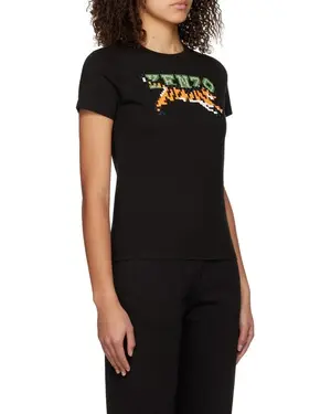 Kenzo Tiger Motif Embroidered Crewneck T-shirt