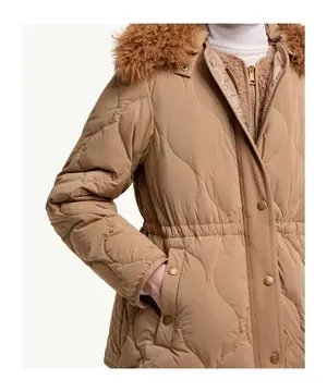 Moncler Quintin 3-in-1 Shearling-trimmed Short Quilted Jacket - Beige
