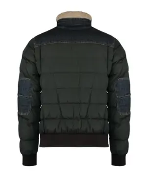 MOORER Horst Down Bomber Jacket With Denim Trim - Black