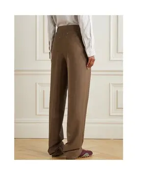 MAISON MARGIELA Drawstring Pleated Trousers - Brown