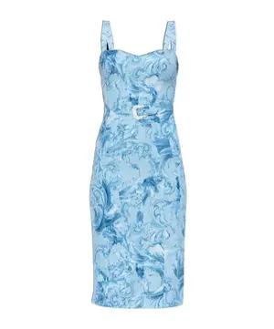 Versace Barocco Belted Midi Dress