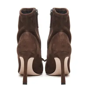 ROGER VIVIER Square Buckle Heeled Ankle Boots - Brown