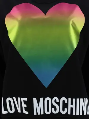 Moschino Rainbow Heart Print Cotton Sweatshirt