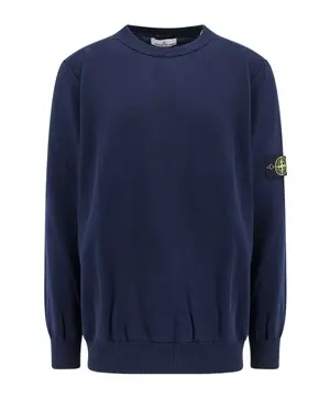 Stone Island Compass Patch Crewneck Jumper - Blue