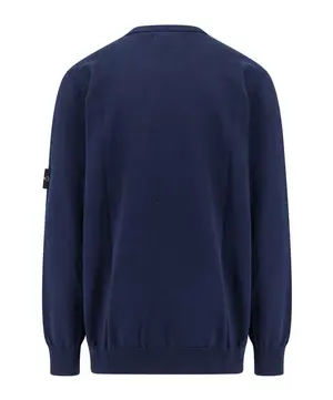 Stone Island Compass Patch Crewneck Jumper - Blue