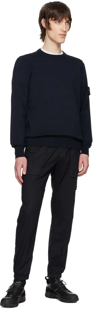 Stone Island Compass Patch Crewneck Jumper - Blue