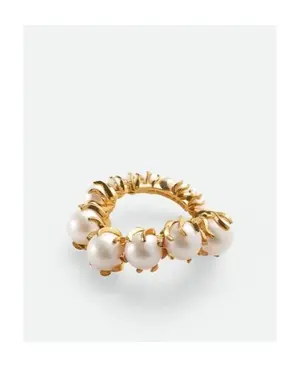 Bottega Veneta Logo Ball Ring With Pearls