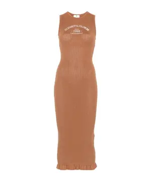 Elisabetta Franchi Logo-print Ribbed Midi Dress
