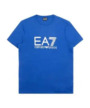 EA7 Logo T-shirt With Round Neck - Blue