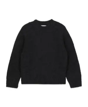 JIL SANDER Crew Neck Sweater With Knitted Details - Black