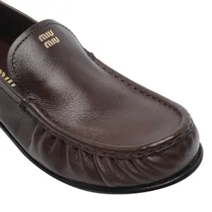 Miu Miu Logo-embossed Loafers - Brown