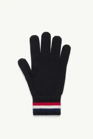 Moncler Logo Patch Knitted Gloves - Black