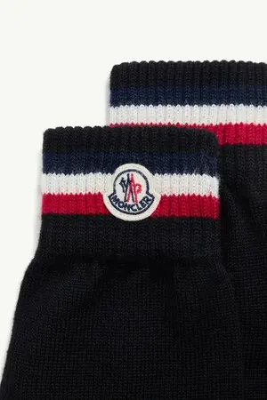 Moncler Logo Patch Knitted Gloves - Black