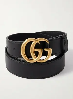 Gucci Gg Marmont Belt With Double G Buckle - Black