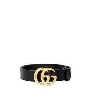Gucci Gg Marmont Belt With Double G Buckle - Black