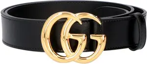 Gucci Gg Marmont Belt With Double G Buckle - Black