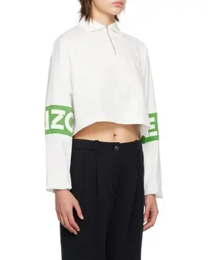 Kenzo Logo Print Cropped Polo Sweatshirt