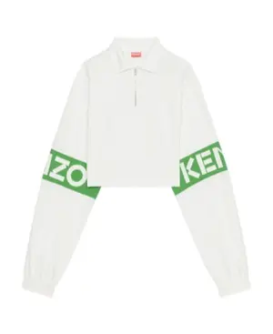 Kenzo Logo Print Cropped Polo Sweatshirt