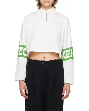 Kenzo Logo Print Cropped Polo Sweatshirt