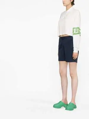 Kenzo Logo Print Cropped Polo Sweatshirt