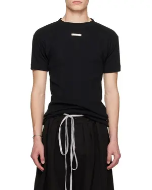MAISON MARGIELA Logo Patch Knitted T-shirt - Black