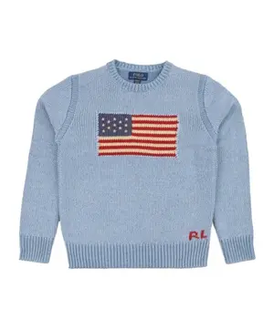 Polo Ralph Lauren Flag Crew Neck Sweater - Light Blue