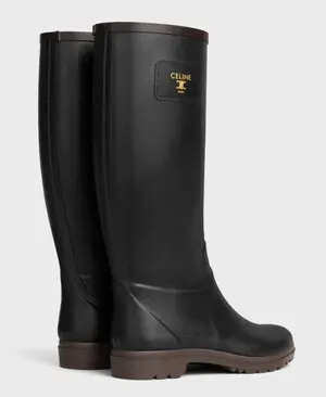 Celine Tall Rain Boots In Natural Rubber