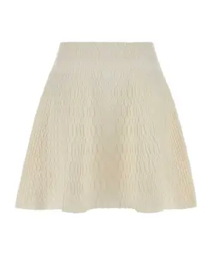 Balmain Flared Knit Skirt - Nude