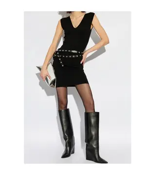 Dsquared2 Logo Plaque V-neck Mini Dress