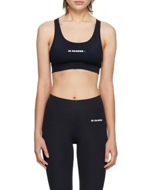 JIL SANDER Logo Printed Sport Bra - Black